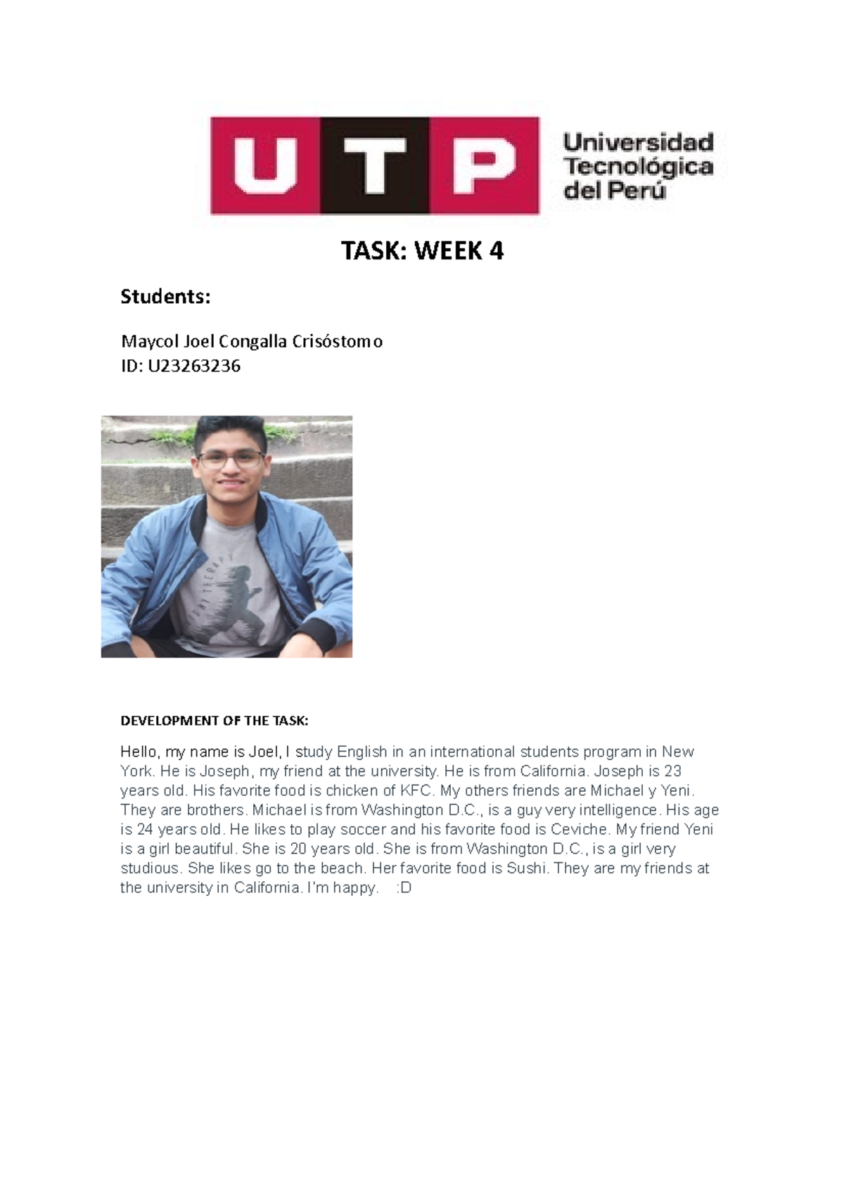 TASK 4 ingles - kjhbjhvghyfyjfyfuyyu - TASK: WEEK 4 Students: Maycol ...