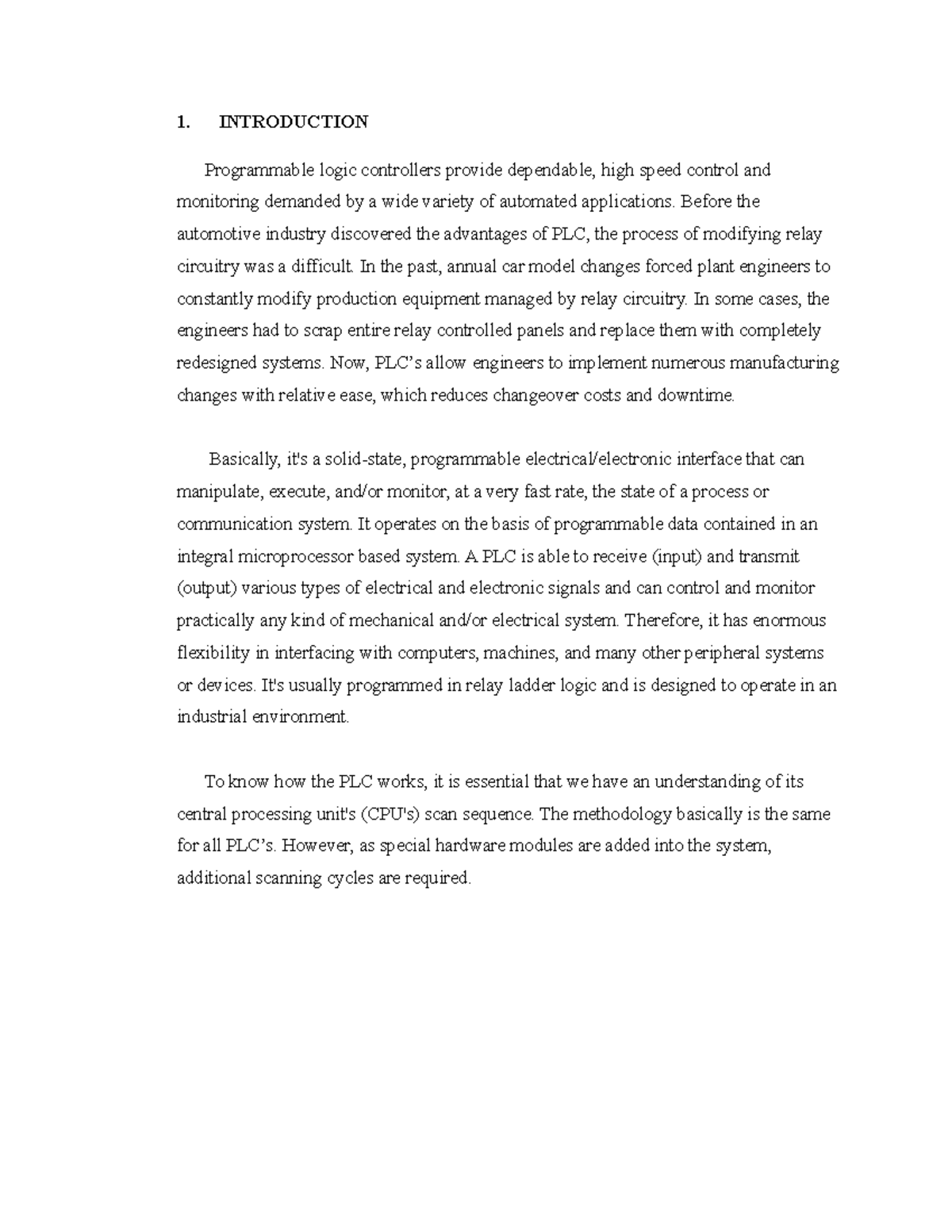 27376717 Plc control engineering Final Project Uthm - 1. INTRODUCTION ...