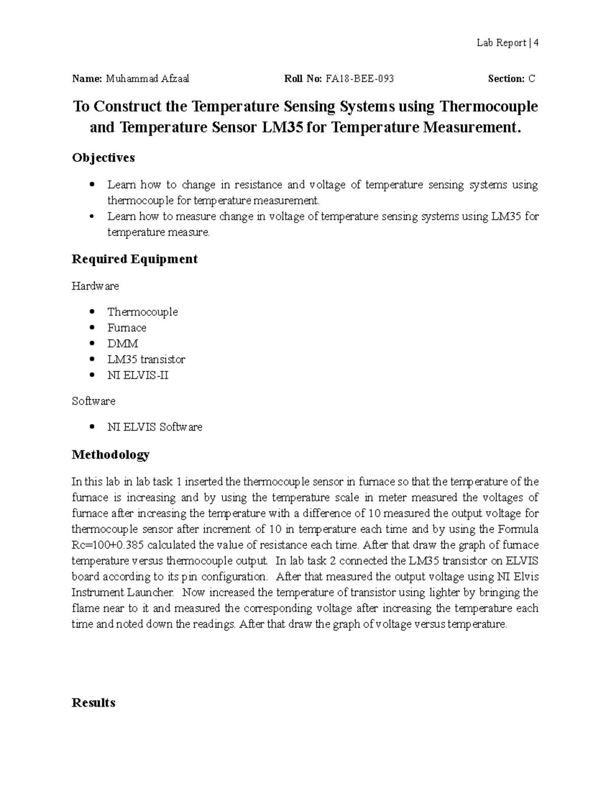electric measurement and instrumentation lab No4 - Lab Report | 4 Name ...