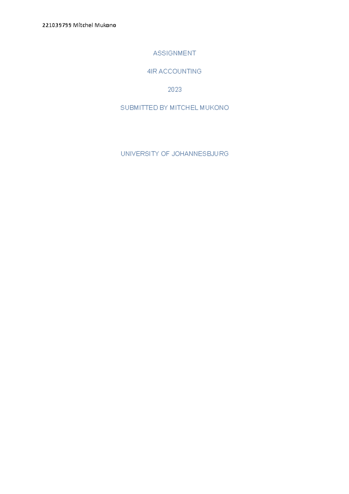 2210397994 IRassignment 56 - ASSIGNMENT 4IR ACCOUNTING 2023 SUBMITTED ...