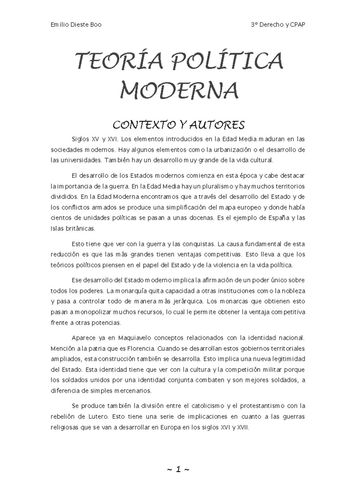 Teoría política moderna. Maquiavelo - TEORÍA POLÍTICA MODERNA CONTEXTO ...