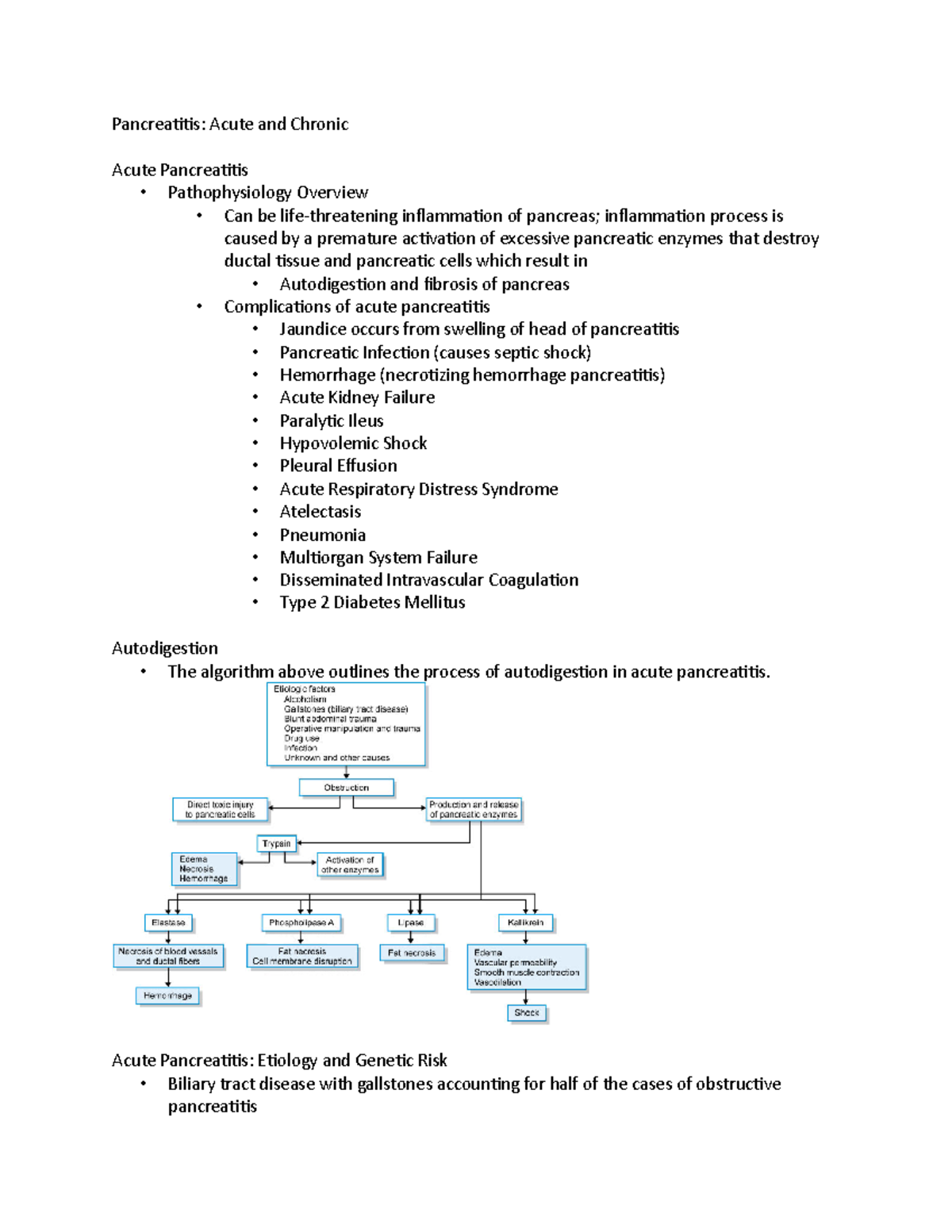 Pancreatitis Notes - note - Pancreatitis: Acute and Chronic Acute ...