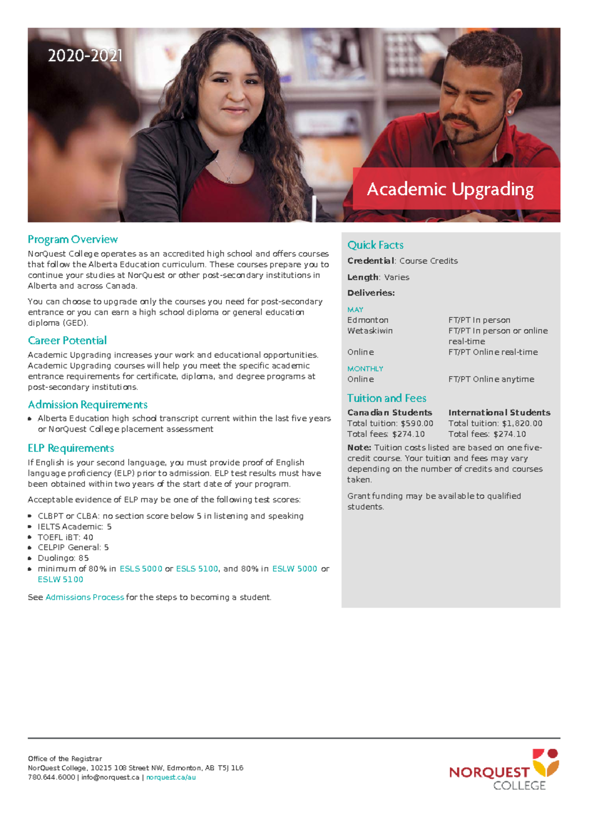 Academic-upgrading norquest college - Program Overview NorQuest College ...
