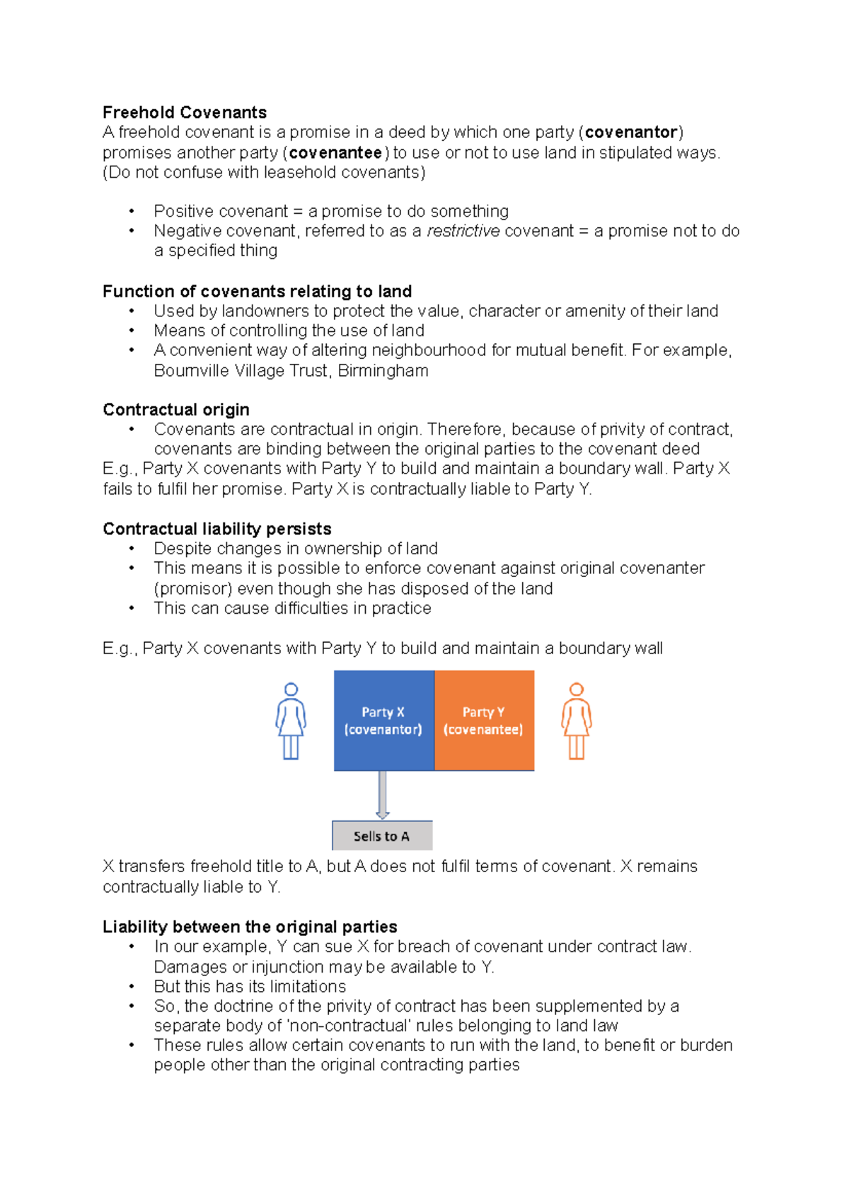Freehold Covenants - (Do not confuse with leasehold covenants) Positive ...