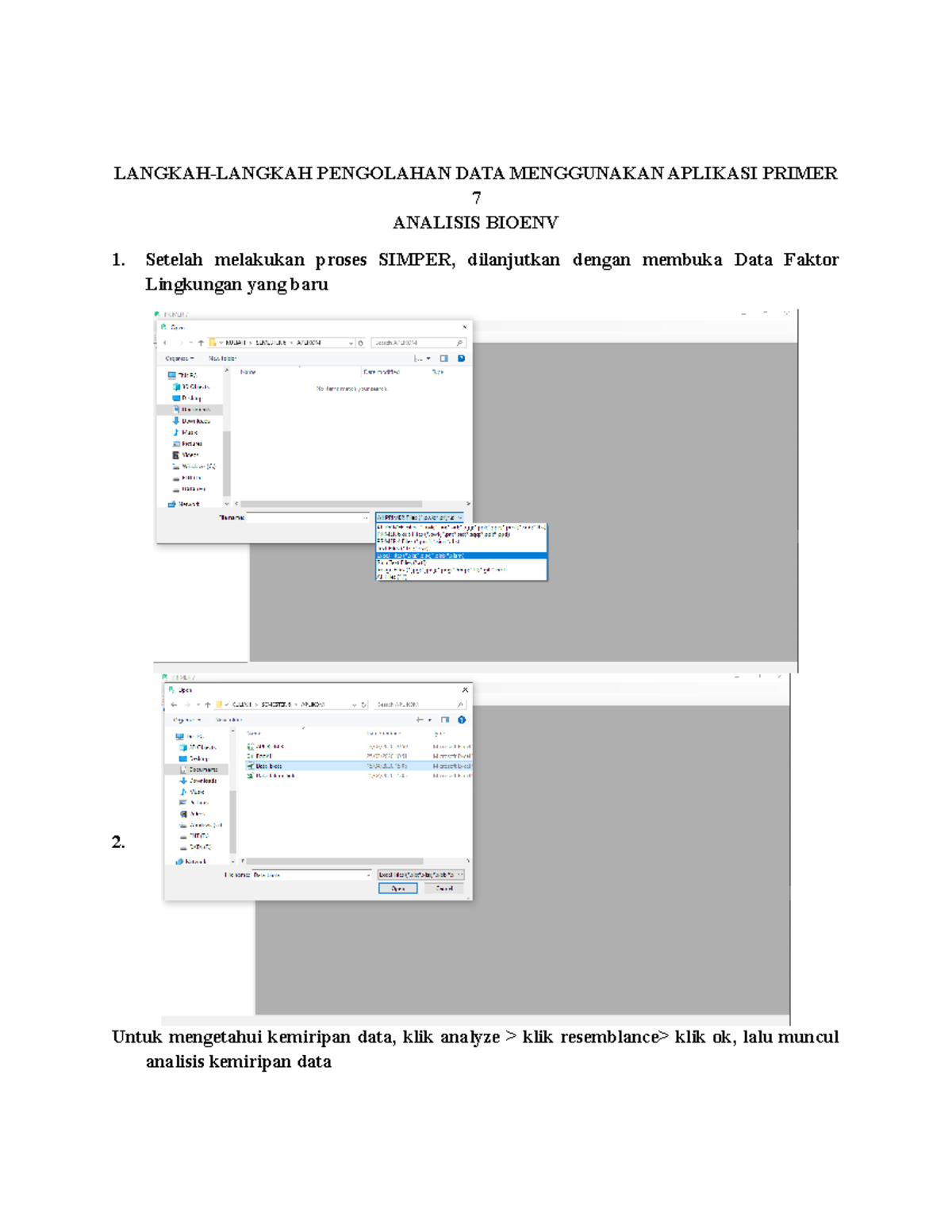 Analisis Bioenv - LANGKAH-LANGKAH PENGOLAHAN DATA MENGGUNAKAN APLIKASI ...