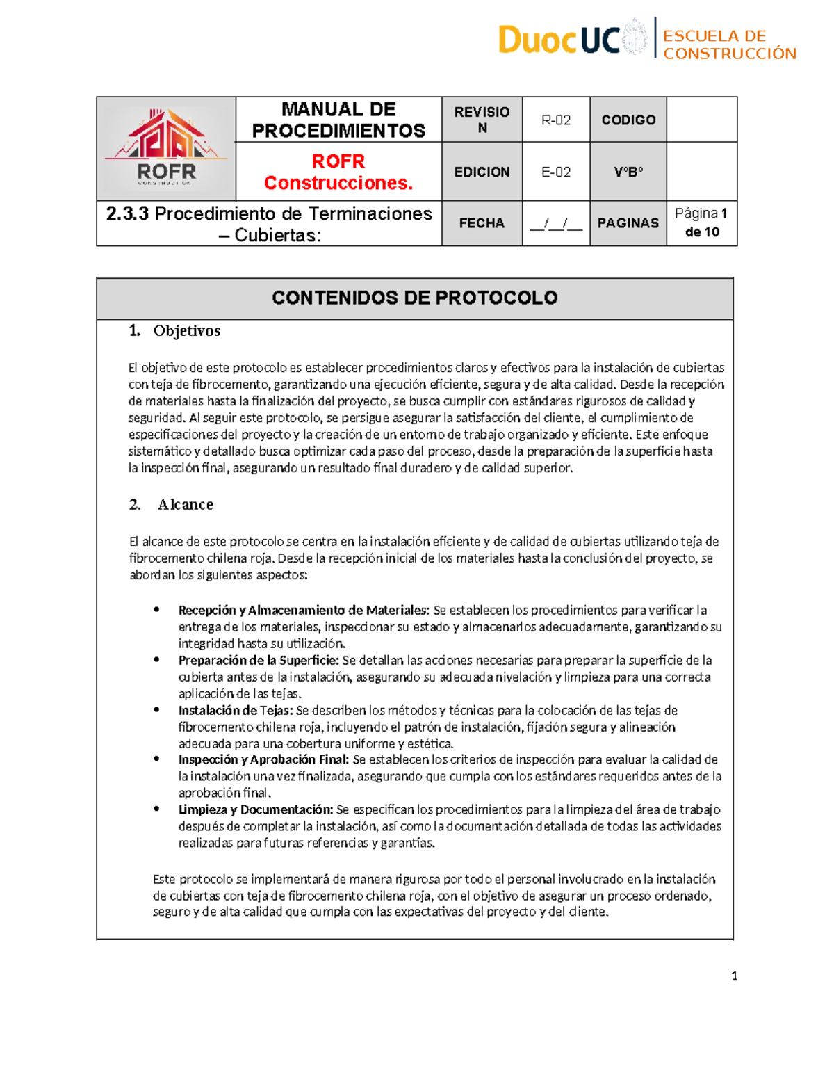 2.3.3 Protocolo de Actividad Ppal (Diagramación Básica) Procedimiento de Terminaciones ...
