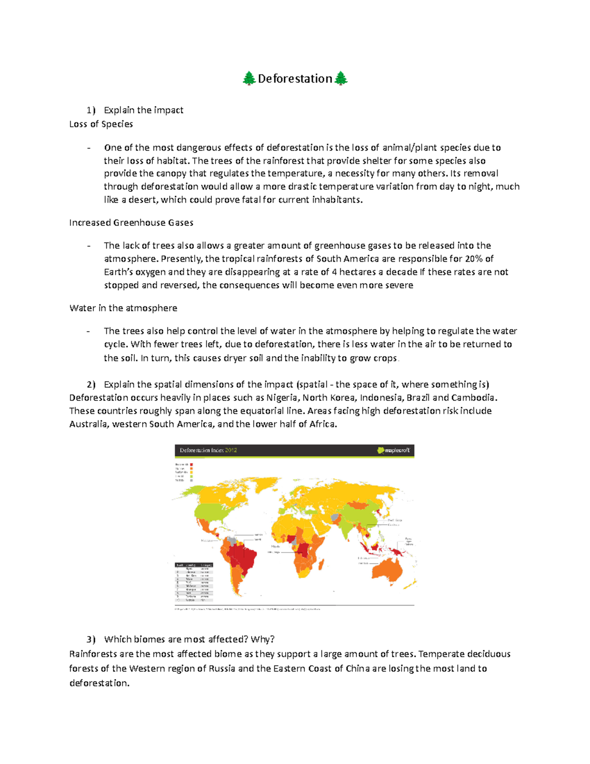 Geogeraphy human impact deforestation - 🌲Deforestation🌲 Explain the ...