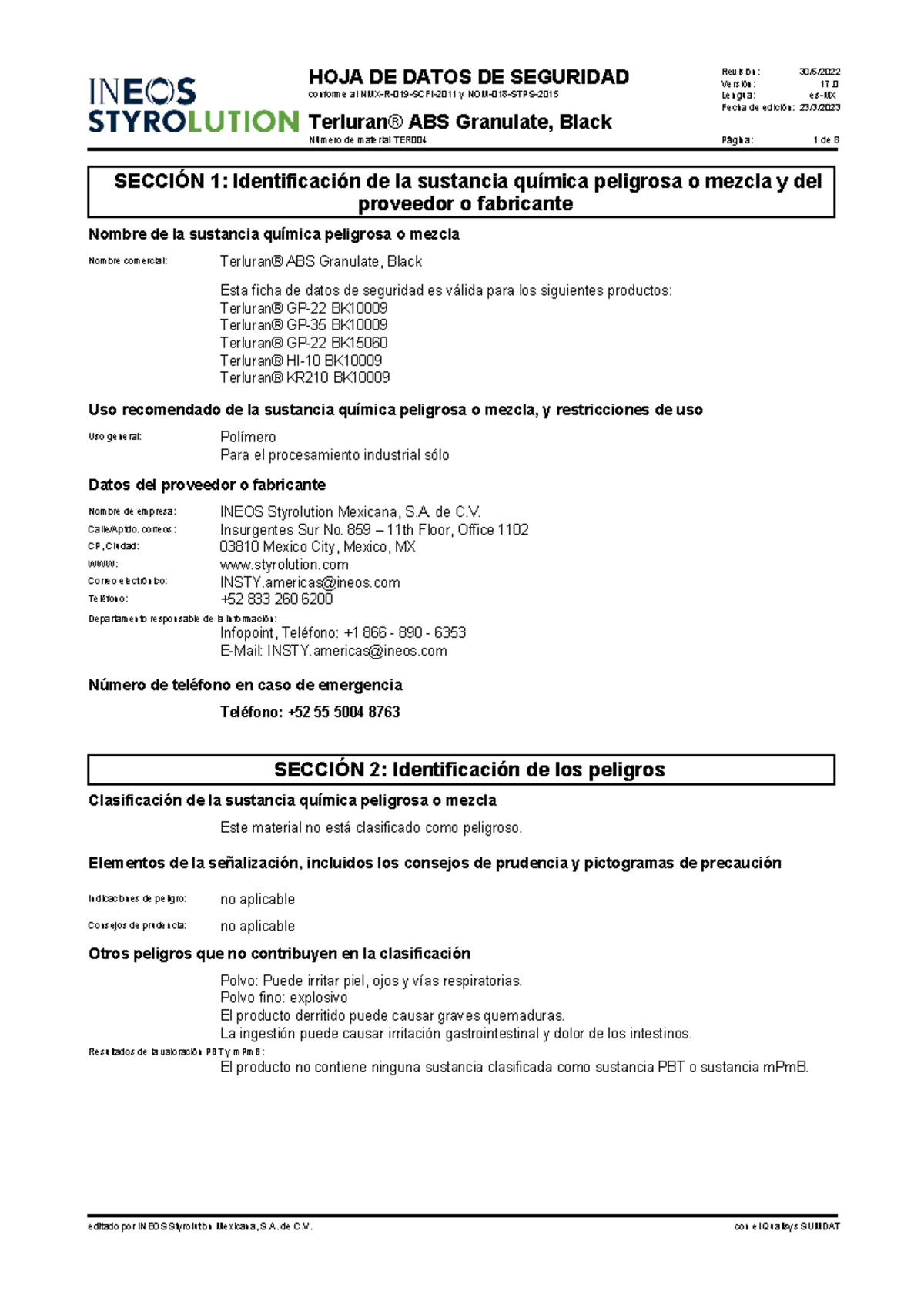 Terluran GP-22 BK10009 hoja de seguridad - HOJA DE DATOS DE SEGURIDAD ...