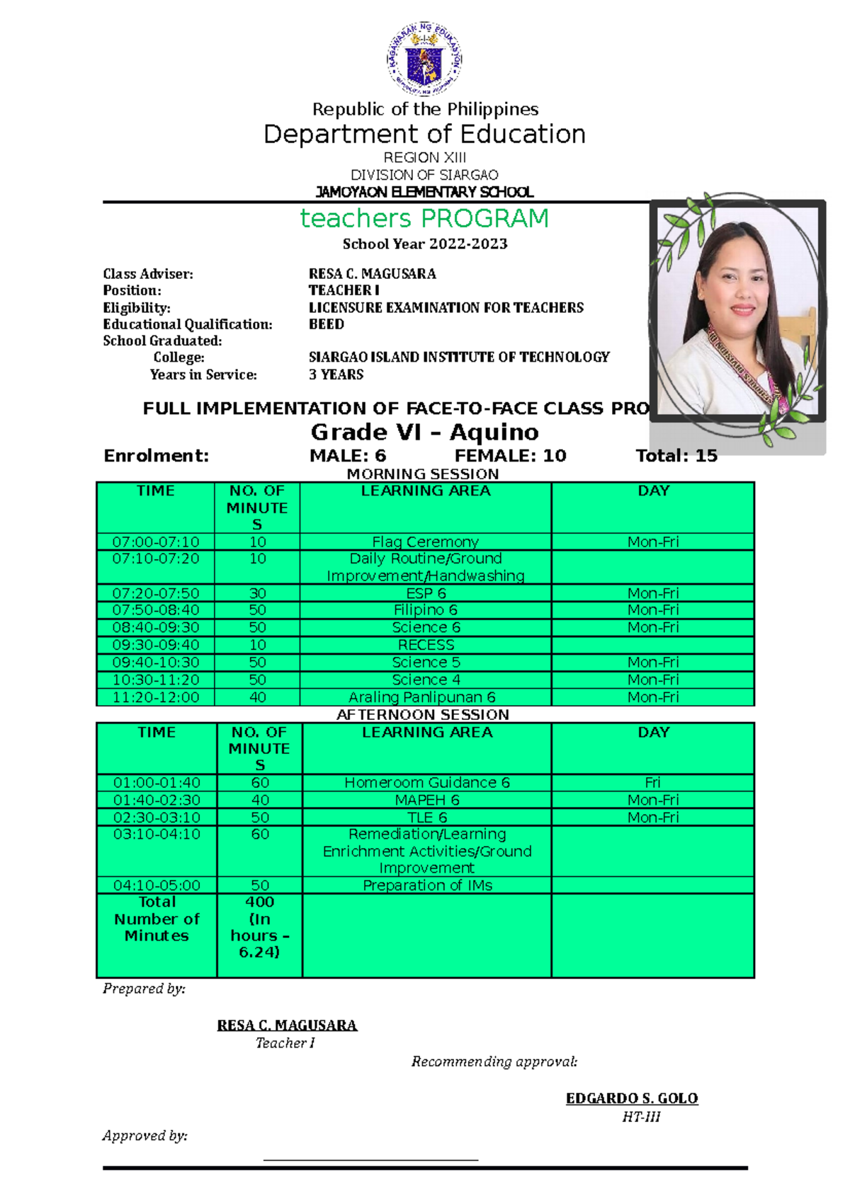 Teachers Program SY 2022-2023 - Republic of the Philippines Department ...