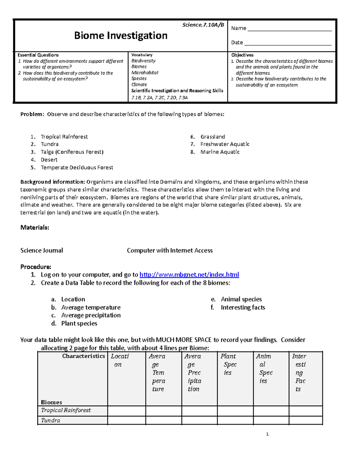 7.10A.RC.Biomes Investigation.docx - Science.7/B Biome Investigation ...