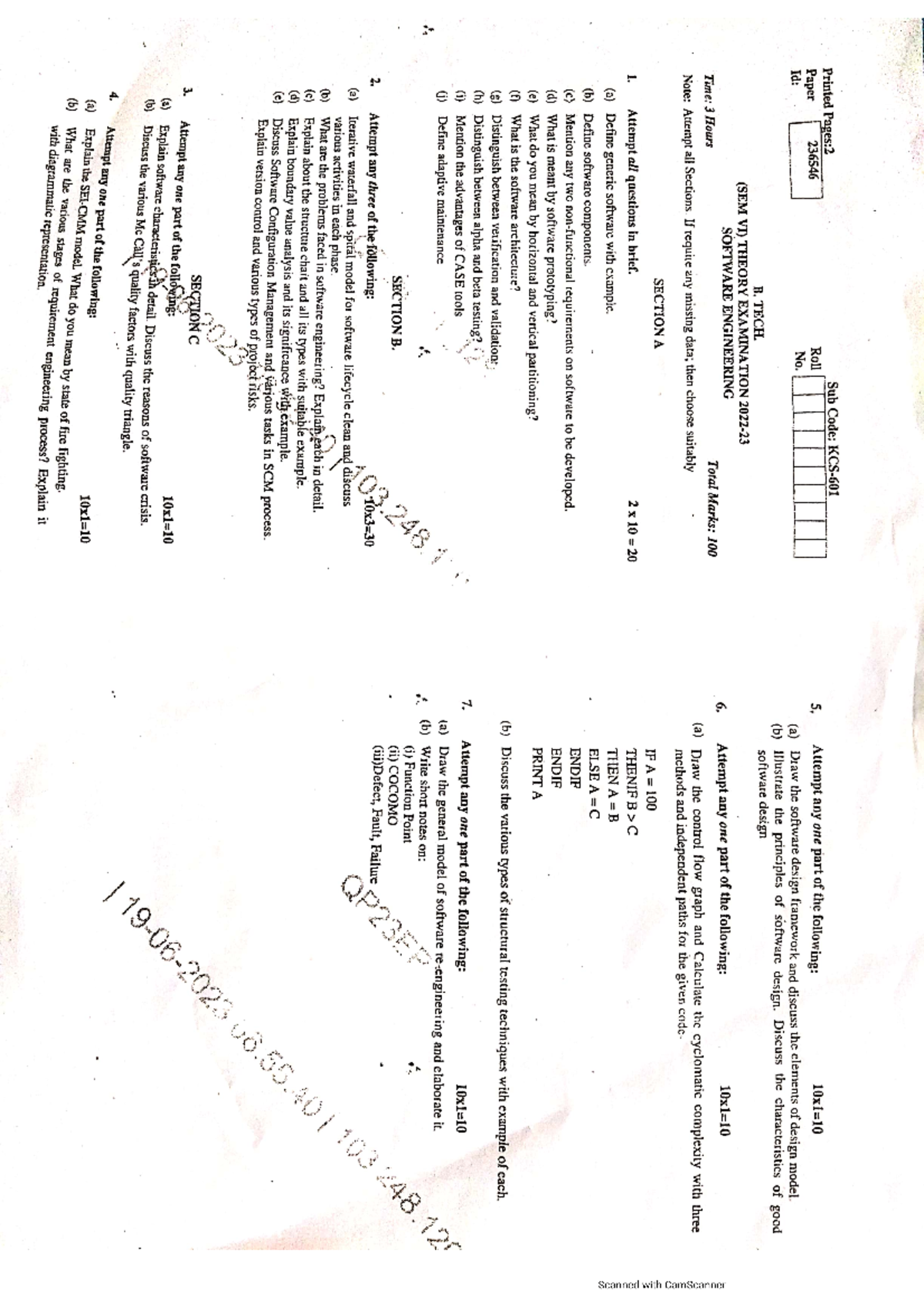 AKTU 2023 KCS 601 - B.tech - Studocu