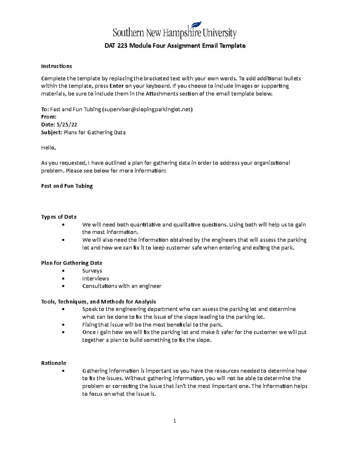DAT 223 Module Four Assignment Email Template - DAT 223 Module Four ...