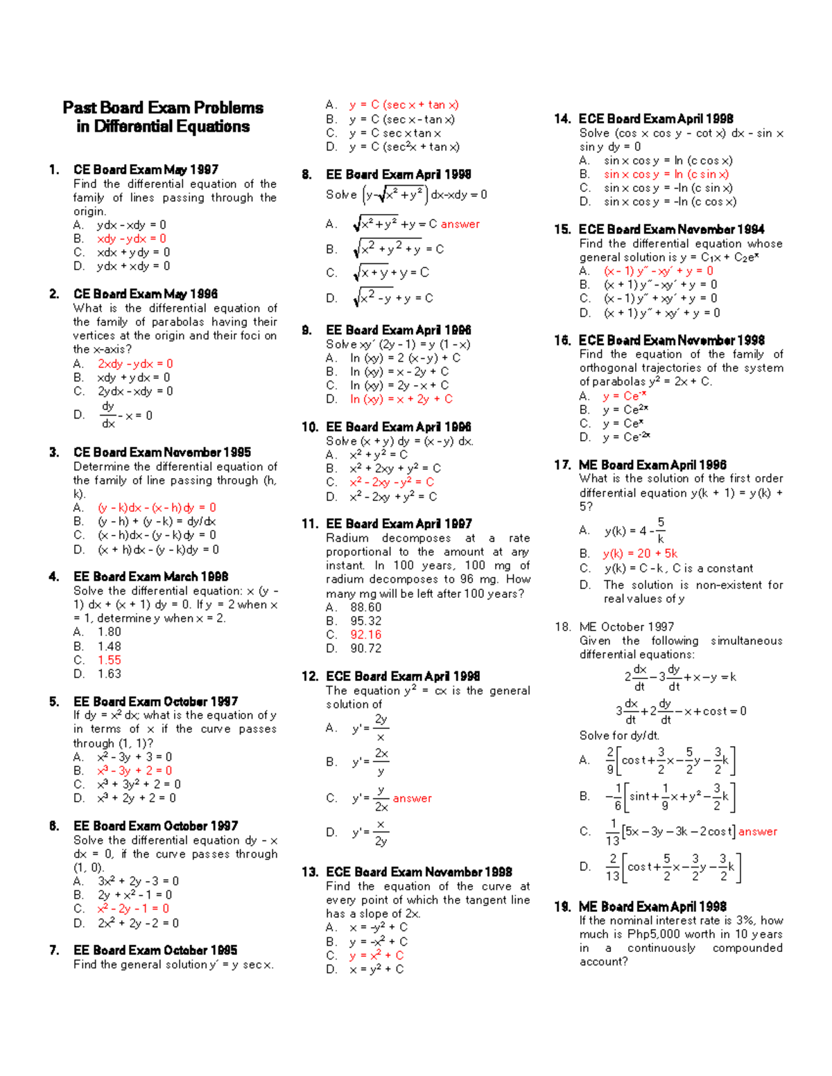 665706430 Past Board Exam Problems in Differential Equations - Past ...