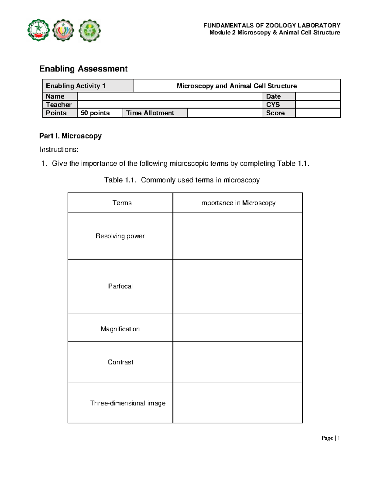Animal Cell Structure - Module 2 Microscopy & Animal Cell Structure ...