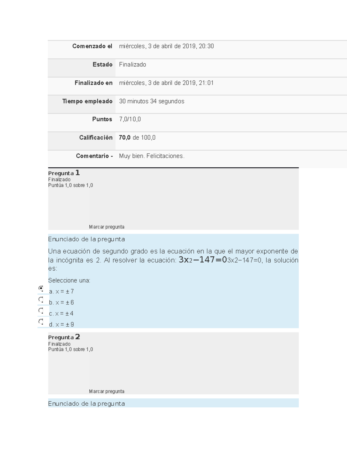Cuestionario - Catedra unadista fase 1 - Comenzado el miércoles, 3 de abril de 2019, 20: Estado ...