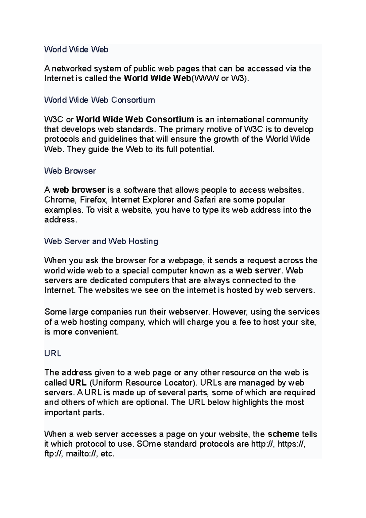 Basics of HTML - World Wide Web A networked system of public web pages ...