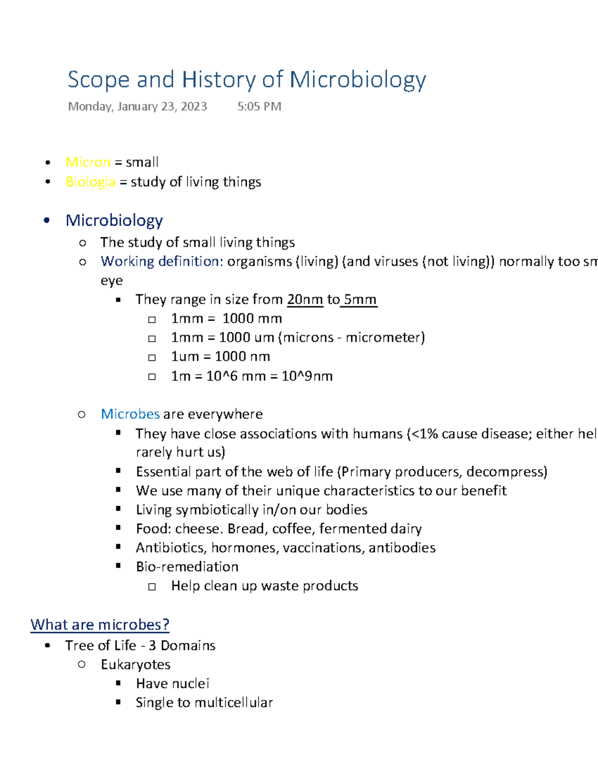 Scope and History of Microbiology - Micron = small Biologia = study of ...