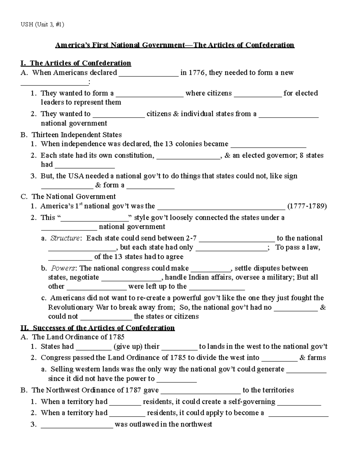 Every type of assignment - USH (Unit 3, #1) America’s First National ...