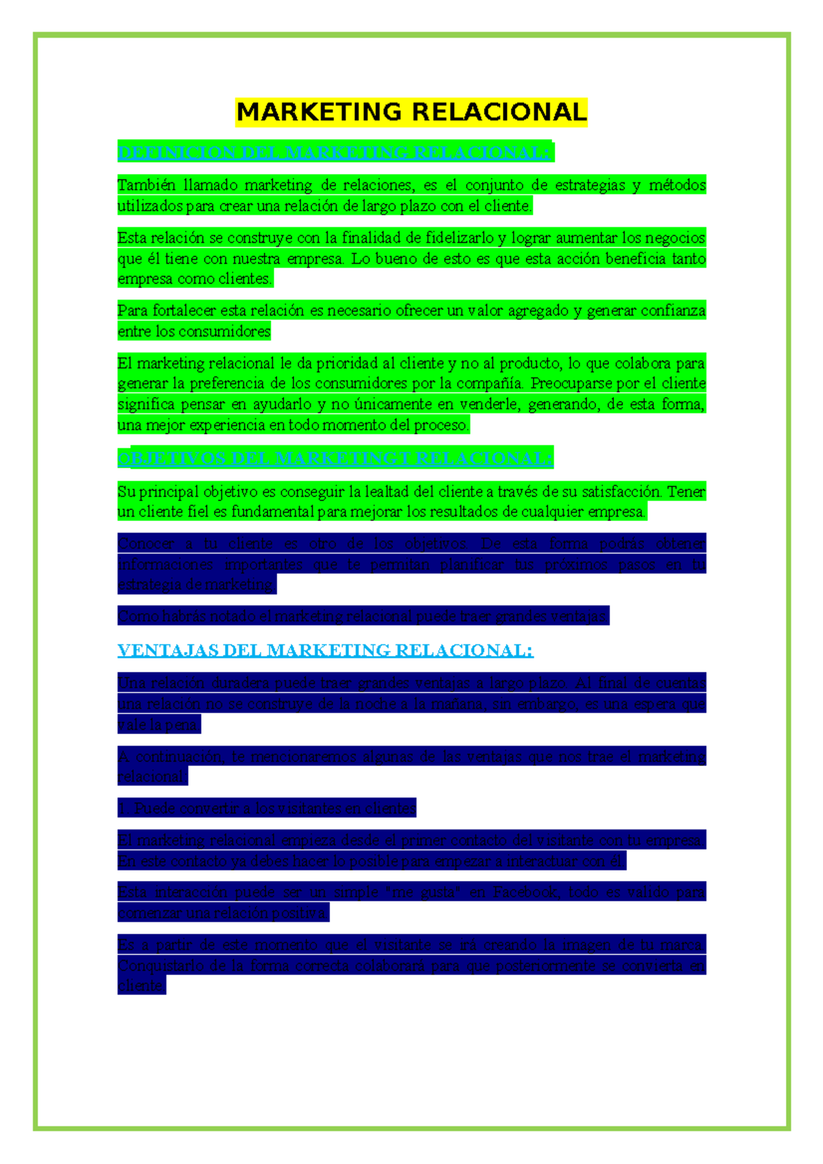 Marketing Empresarial - MARKETING RELACIONAL DEFINICION DEL MARKETING ...