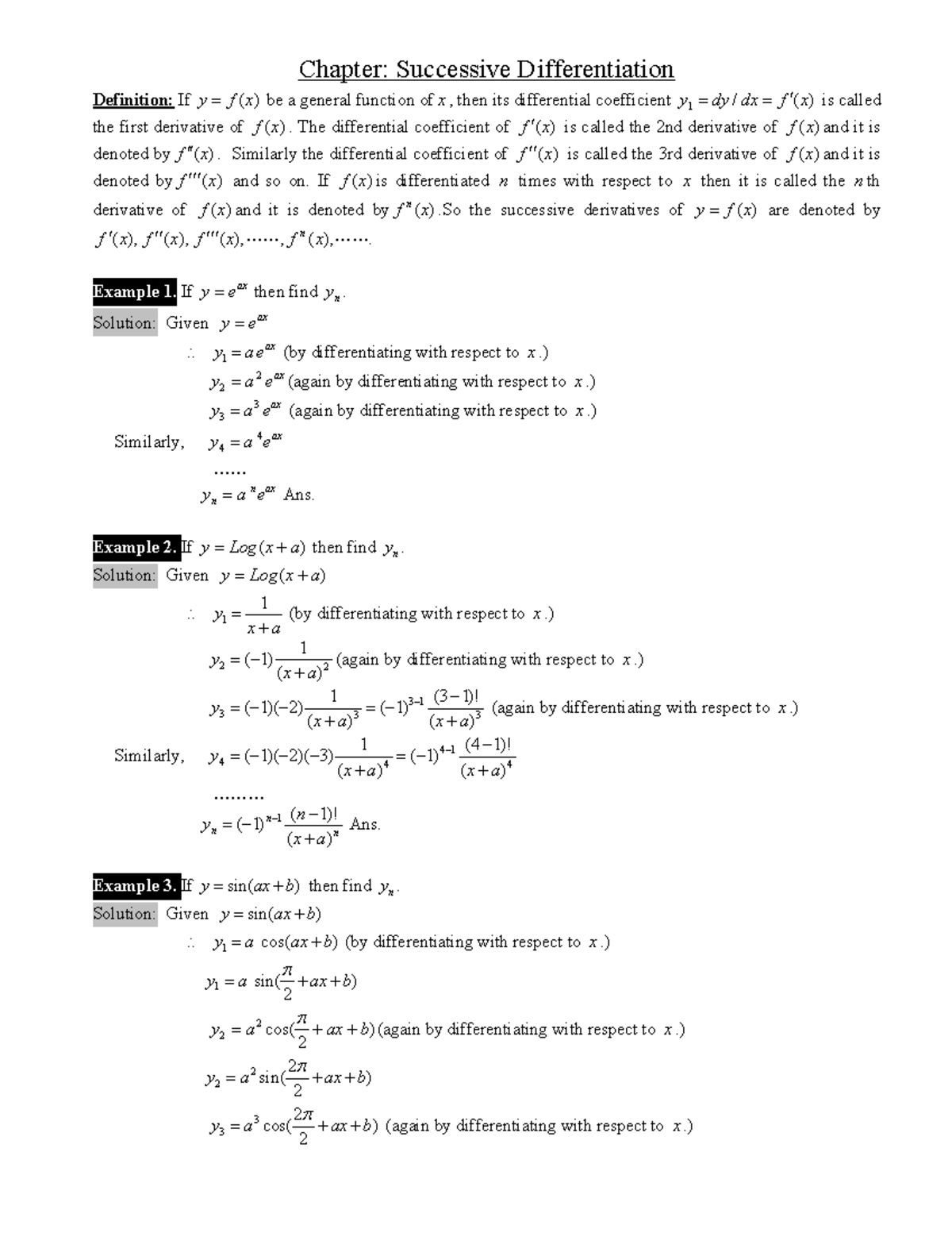 Lecture 1 Successive Differentiation - Calculus - NSU - Studocu