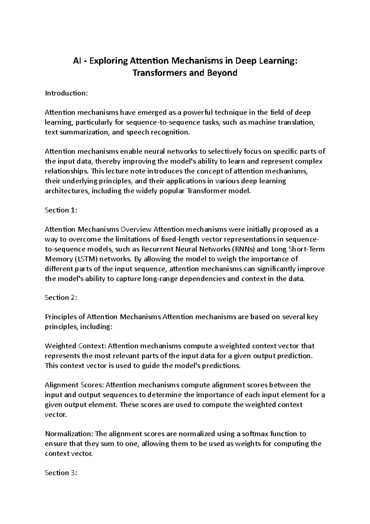 AI - Exploring Attention Mechanisms in Deep Learning- Transformers and ...