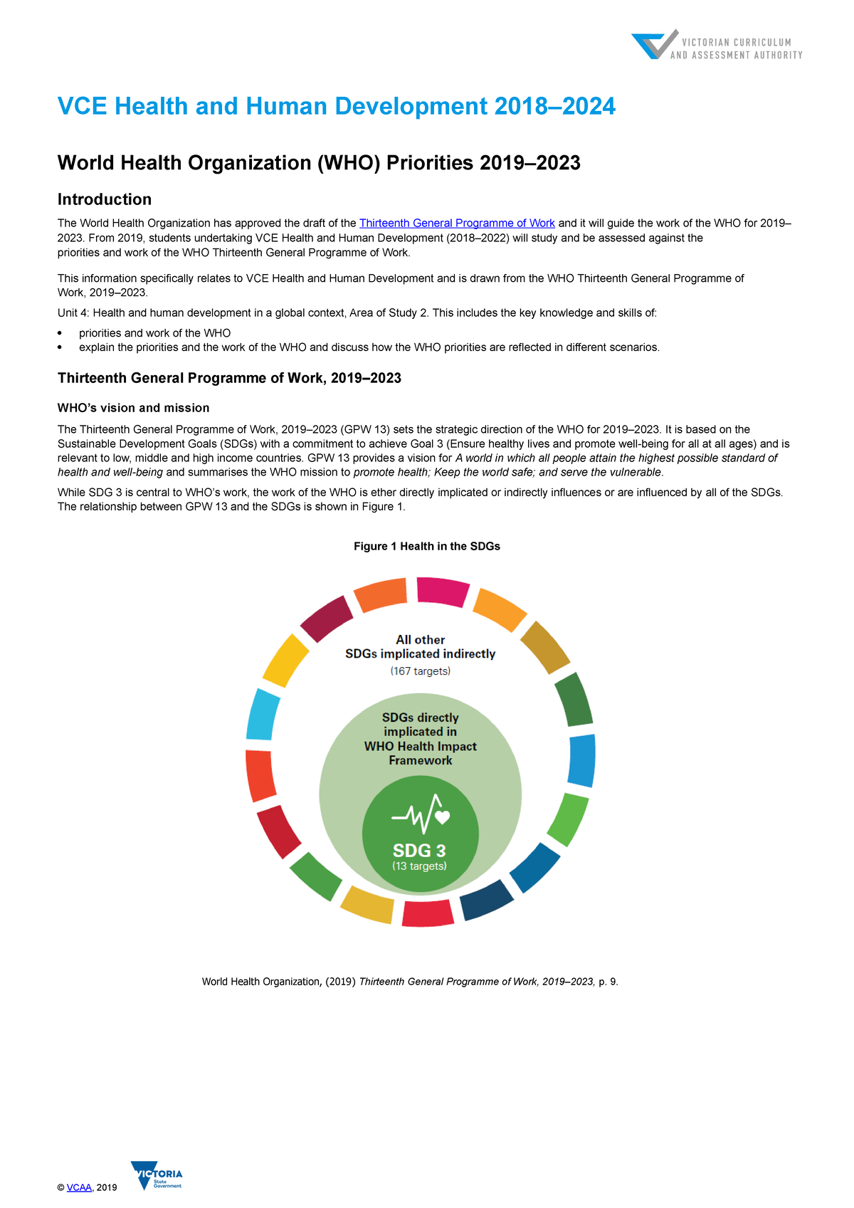 2019 WHOPriorities - d23wneiokkojfl - VCE Health and Human Development ...