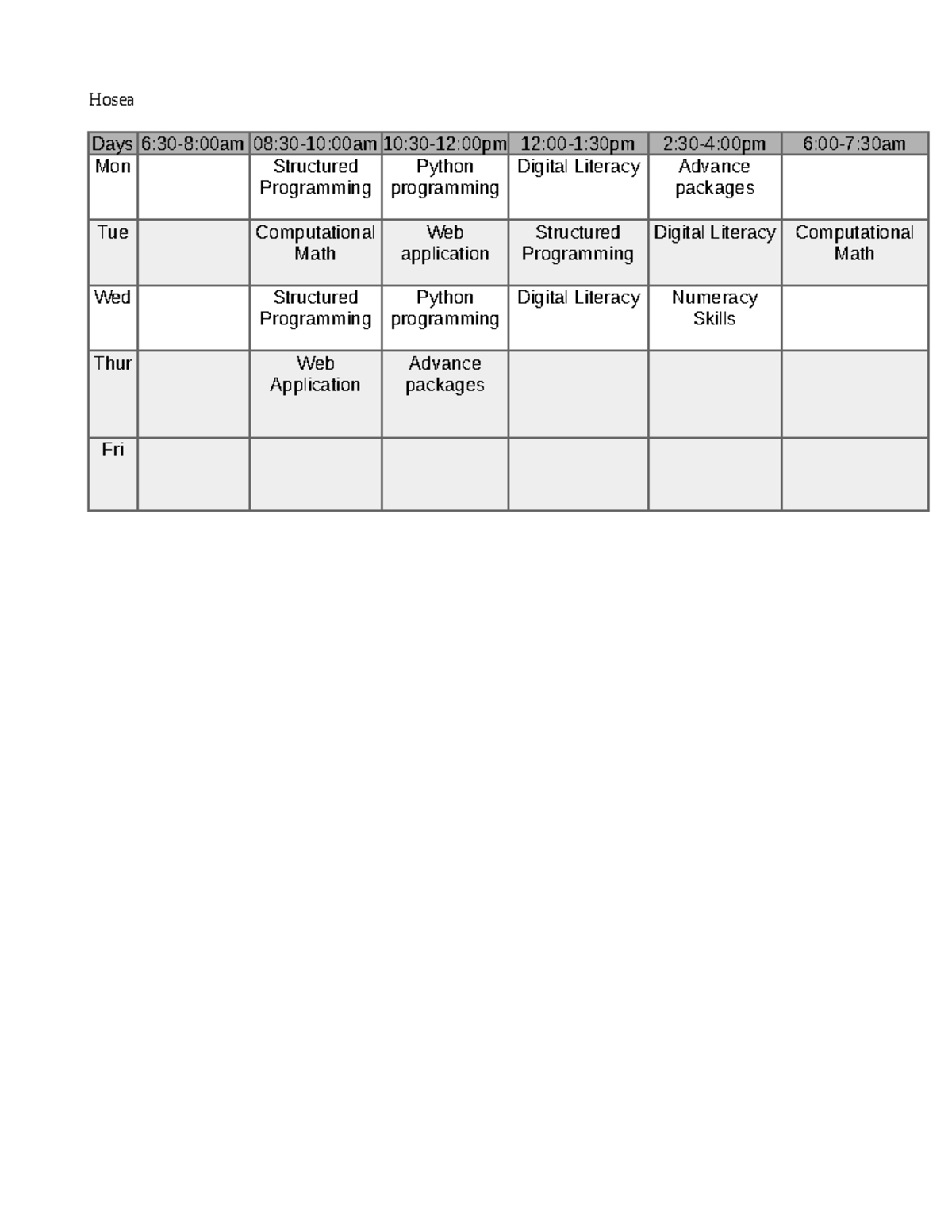 Timetable - diploma engineering mathematics past papers by Bramwel ...