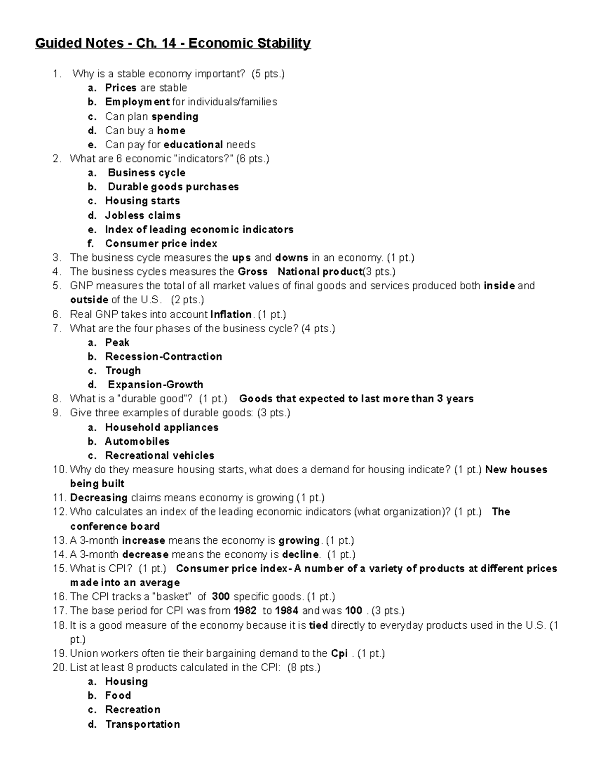 Copy of Ch. 14 Guided Notes - Economic Stability - Guided Notes Ch. 14 ...