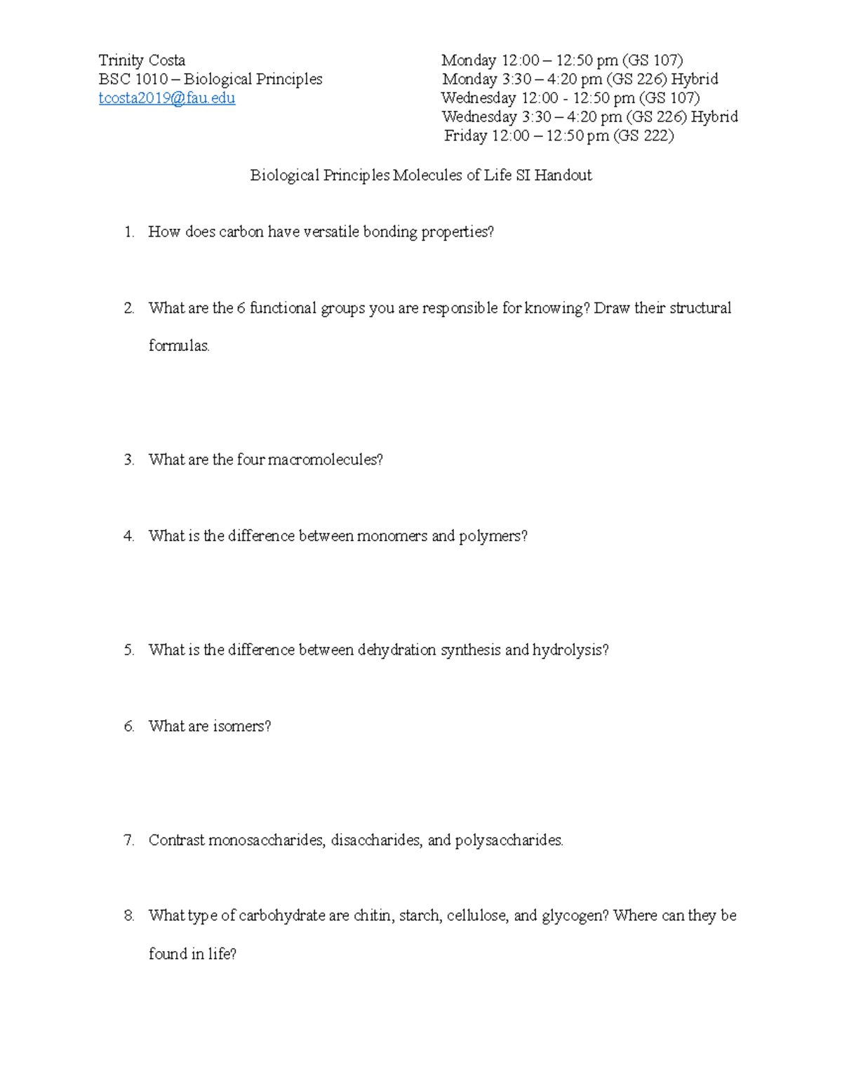 BSC+1010 WK2 HO1 Trinity+Costa - Trinity Costa Monday 12:00 – 12:50 pm ...