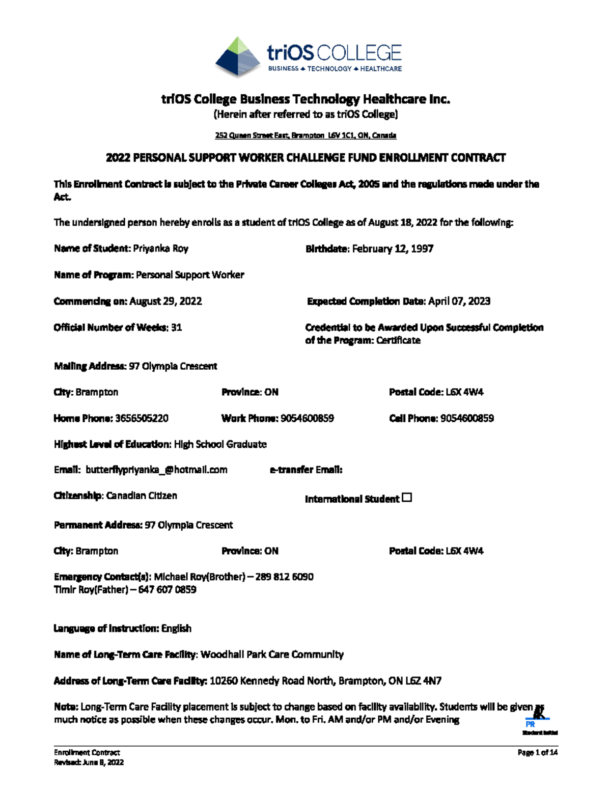 Trios College - Thnk you - Studocu