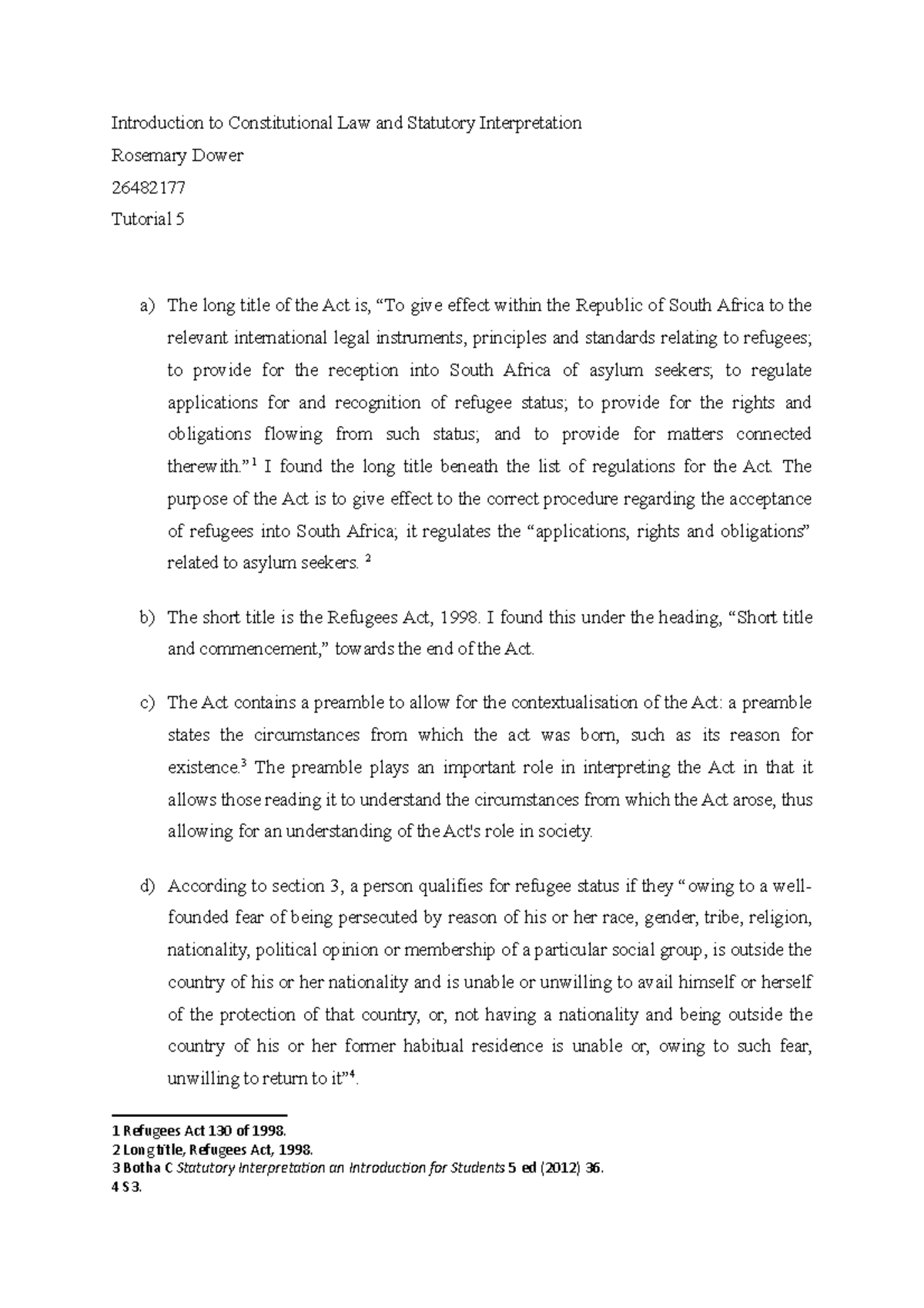 Tutorial 5 Answers - Introduction to Constitutional Law and Statutory ...