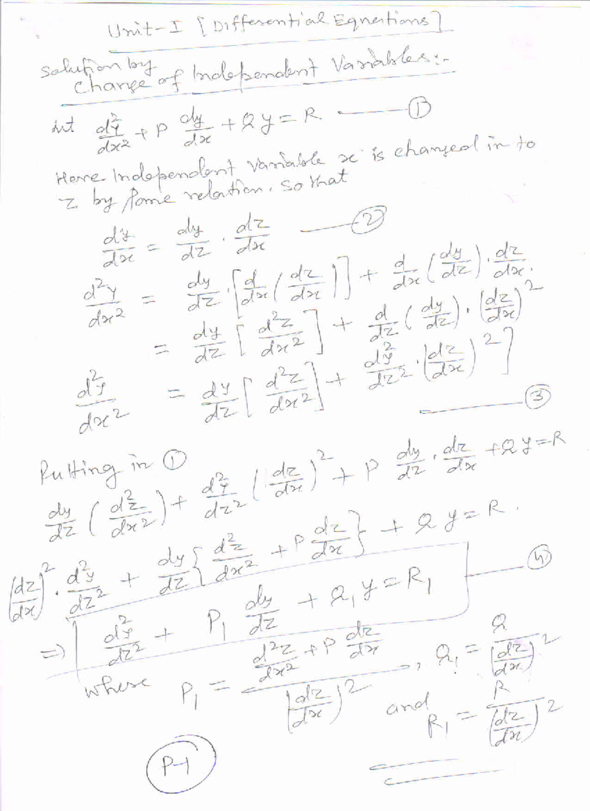Unit-1 Change of Independant Variable - Maths 2 - Studocu