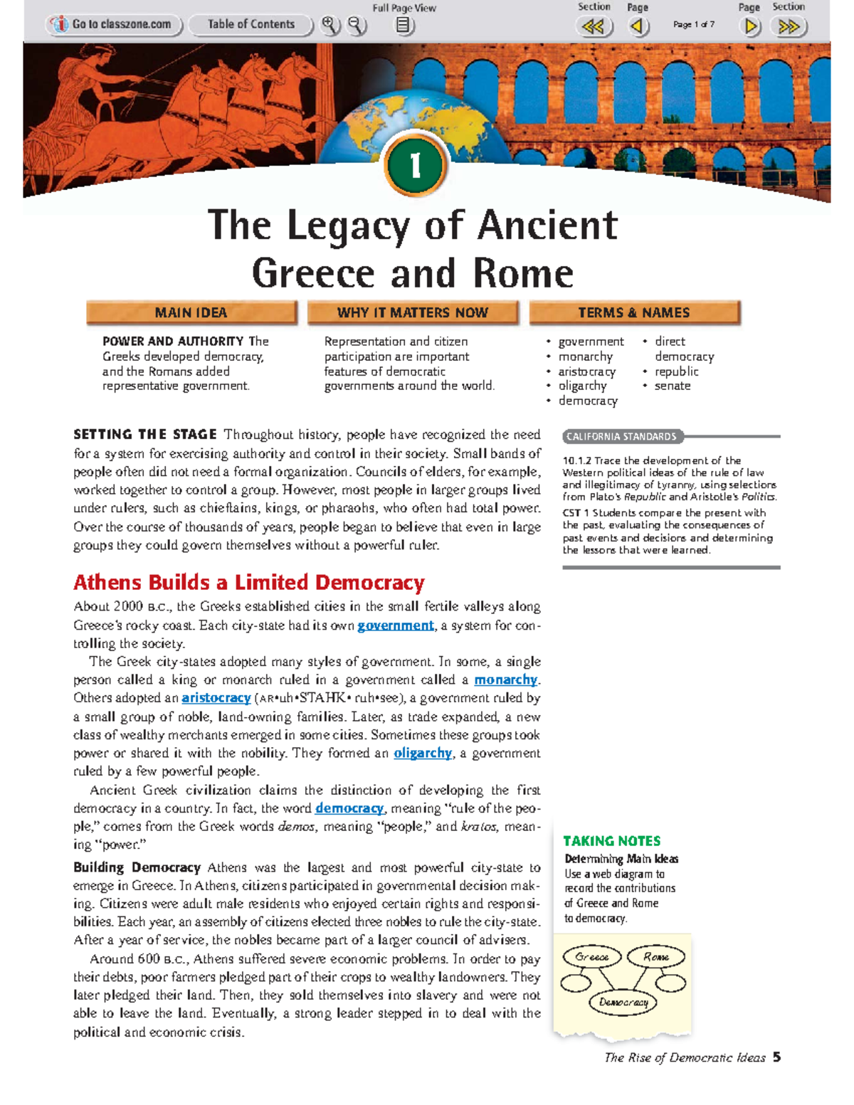 Legacy of Ancient Greece and Rome Reading - MAIN IDEA WHY IT MATTERS ...