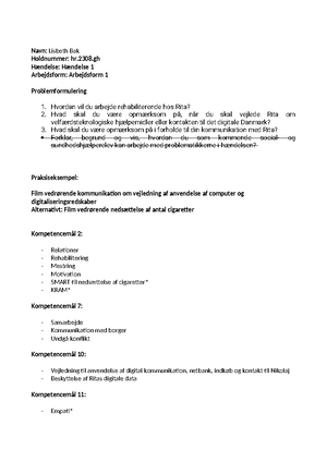 Kommunikation - OSA 4 semester - Patient beskrivelse Borgeren vil blive ...