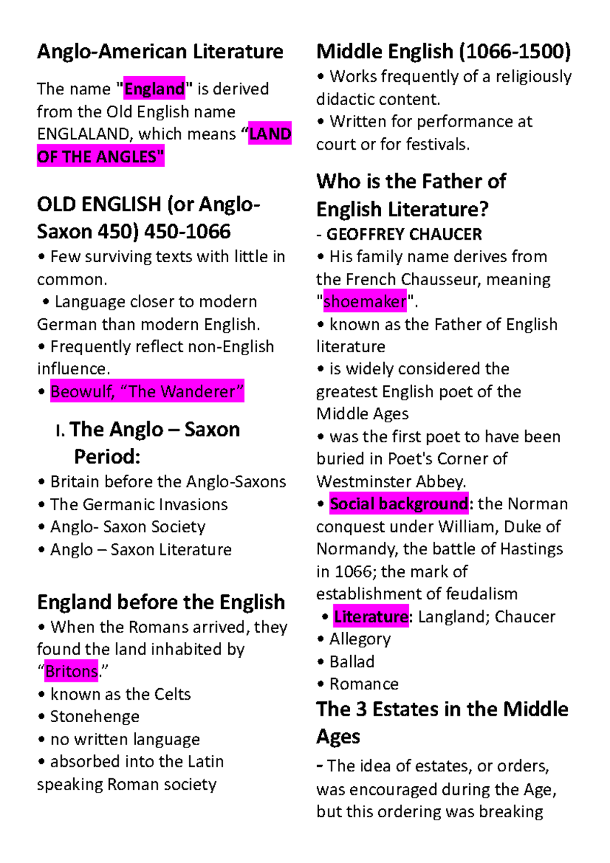 21ST Century Reviewer 2ND Quarter - Anglo-American Literature The name ...