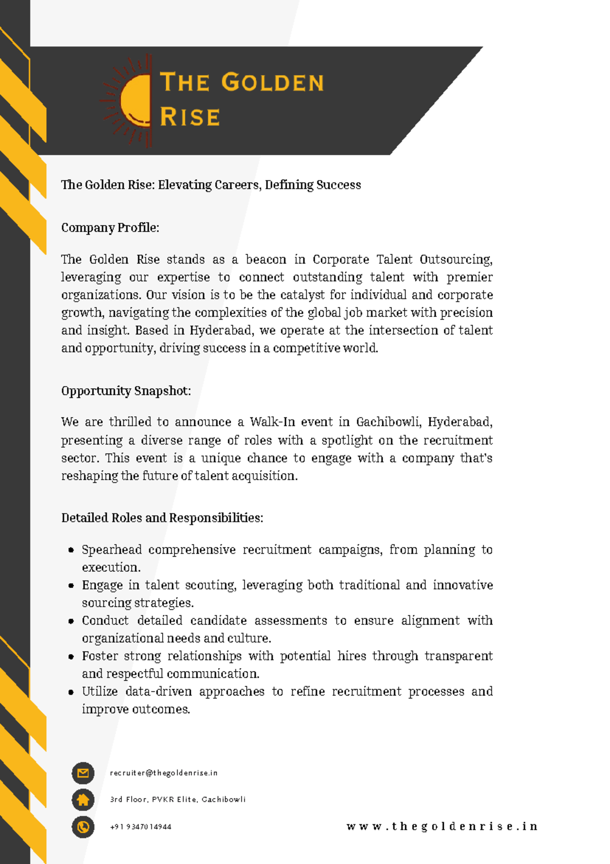 Role Description - The Golden Rise - The Golden Rise: Elevating Careers ...