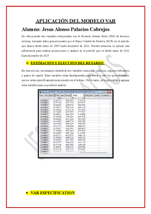 Aplicación DEL Modelo VAR - EP3 - Leslie Chozo - APLICACIÓN DEL MODELO ...
