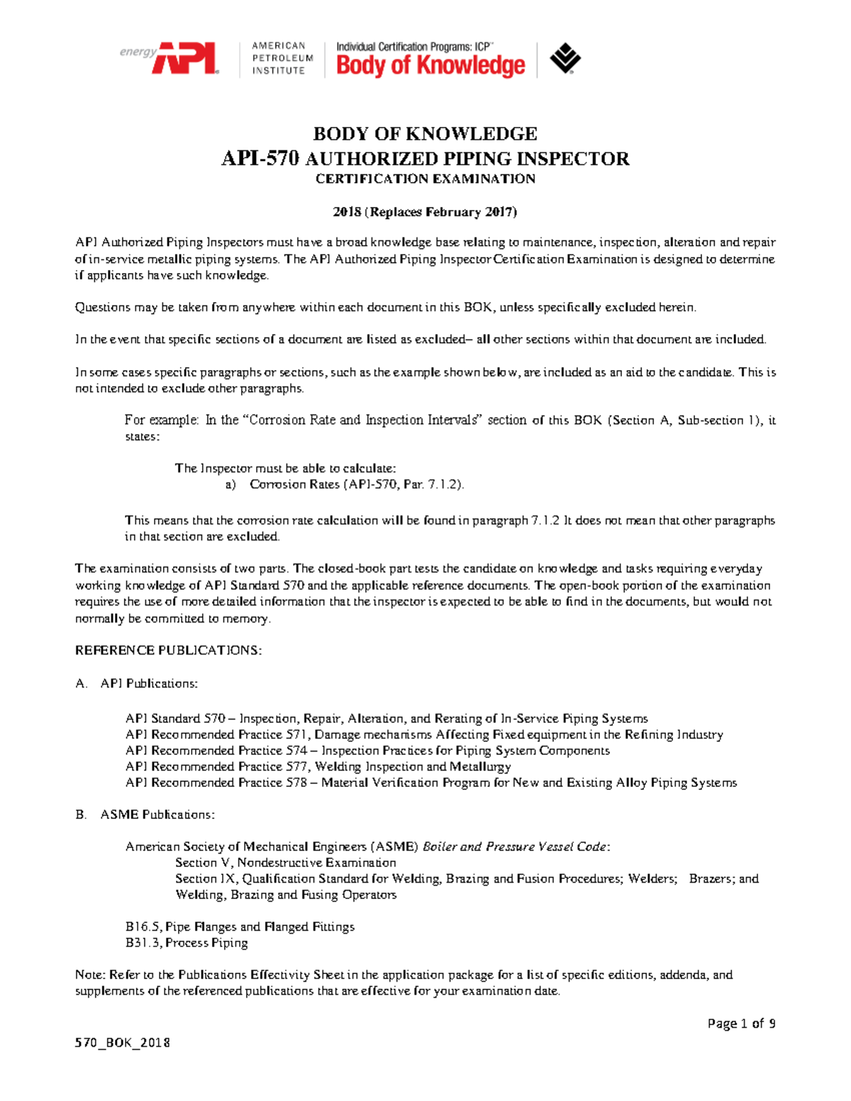 0. Feb 2018 570 Book of Knowledge - Page 1 of 9 BODY OF KNOWLEDGE API ...