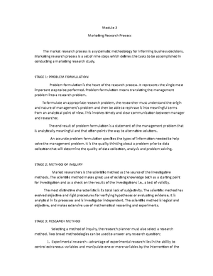 Class Module 1 MR - Module 1 Introduction to Marketing Research ...
