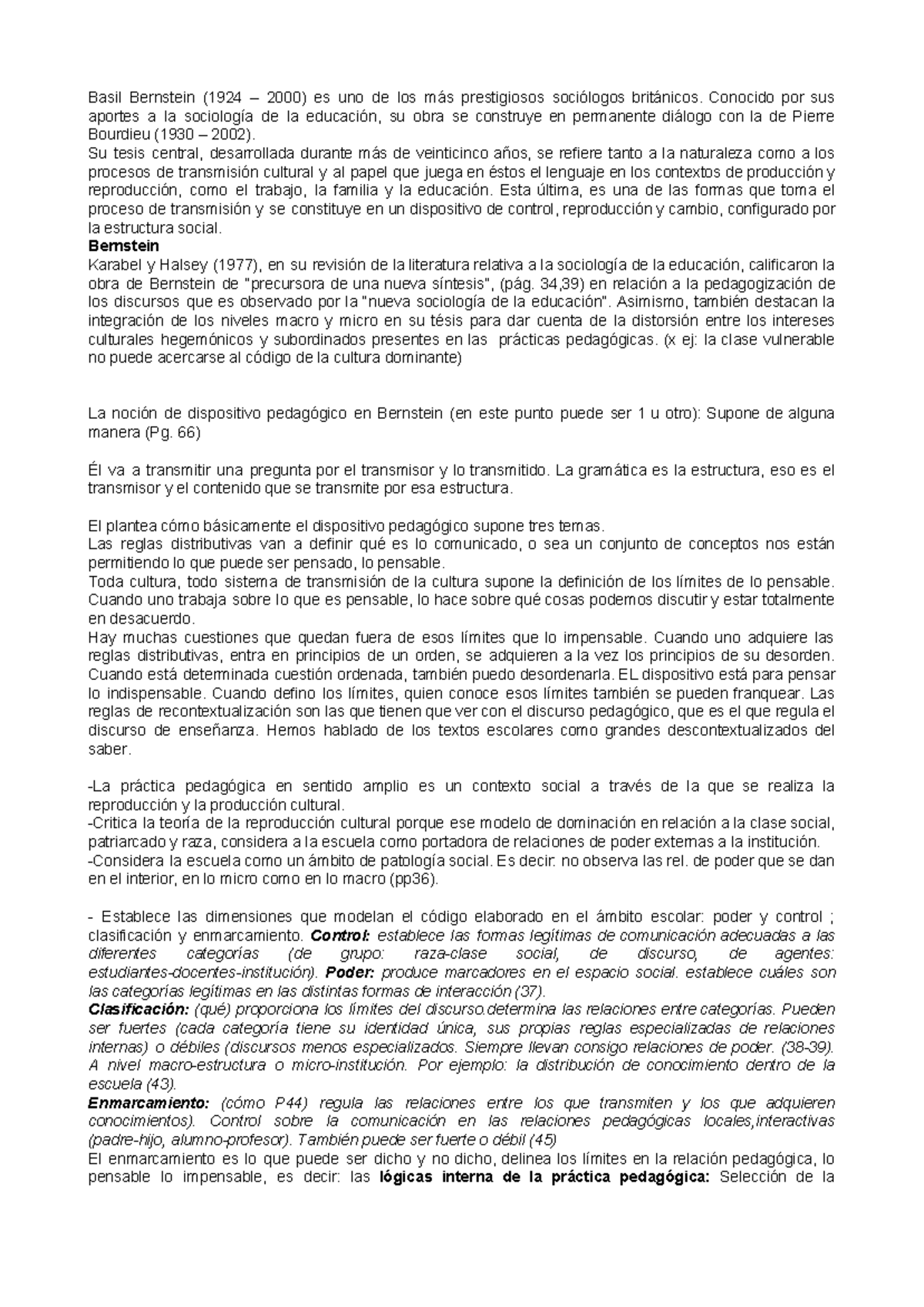 Ficha Bernstein Código pedagógico - Basil Bernstein (1924 – 2000) es uno de los más prestigiosos ...