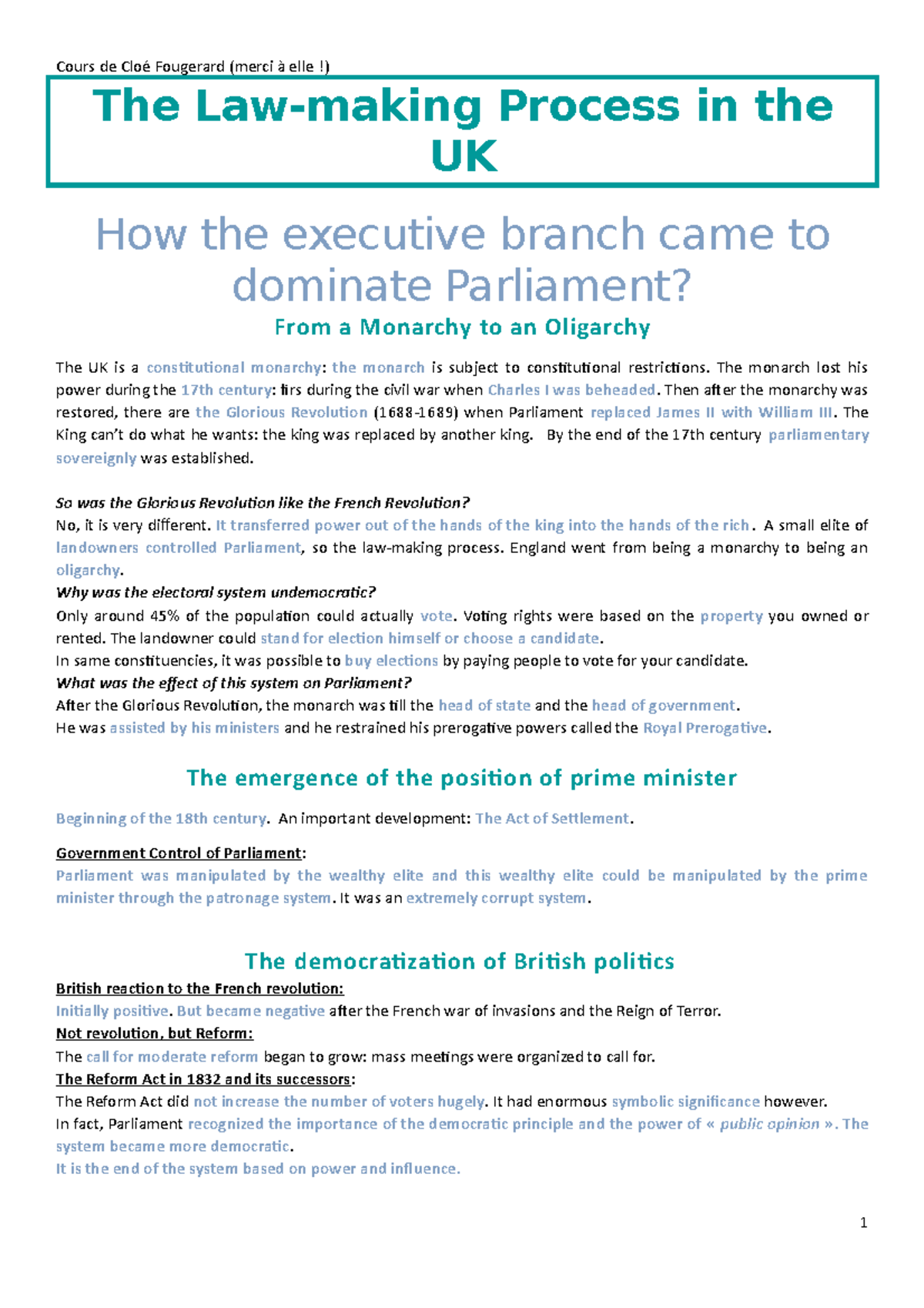 CM Anglais- Complet - The Law-making Process in the UK How the ...