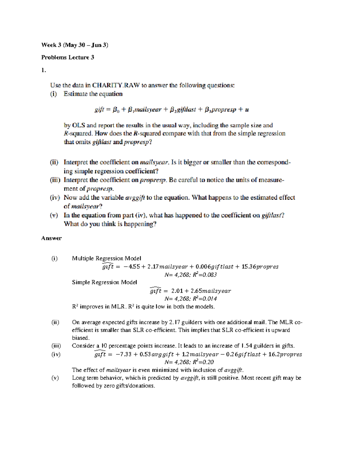 Problems (Week 3, Lec 3&4) - Week 3 (May 30 – Jun 3) Problems Lecture 3 ...