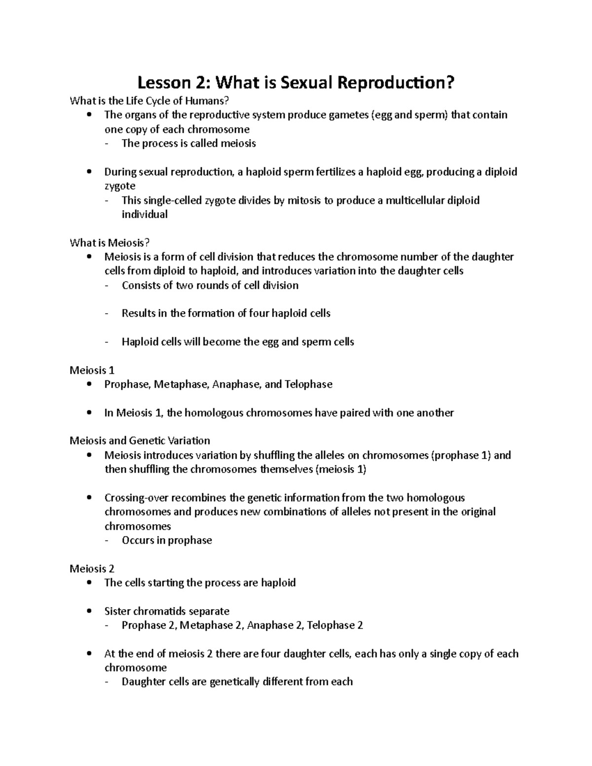 Lesson 2 What is Sexual Reproduction - Lesson 2: What is Sexual ...