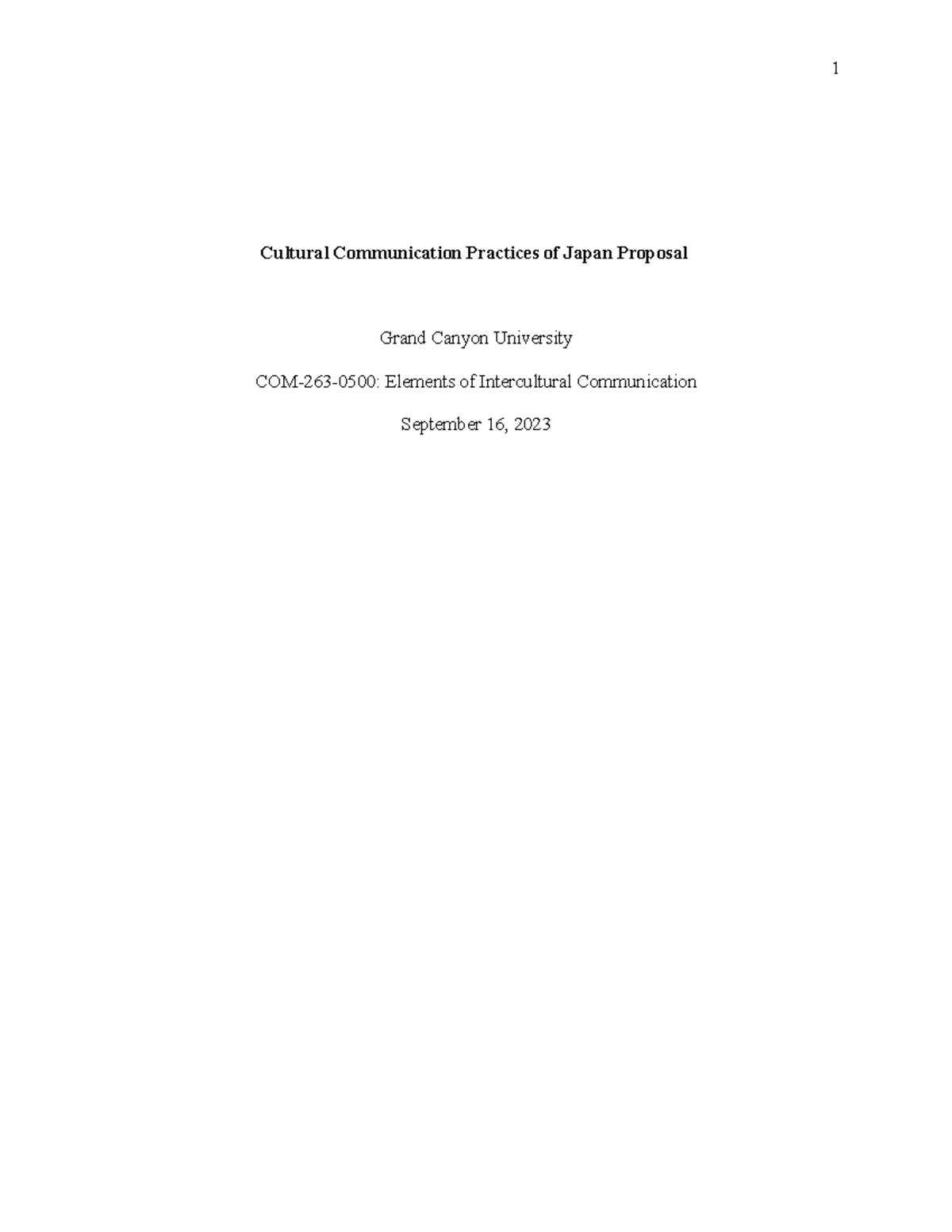 Proposal - Cultural Communication Practices of Japan Proposal Grand ...