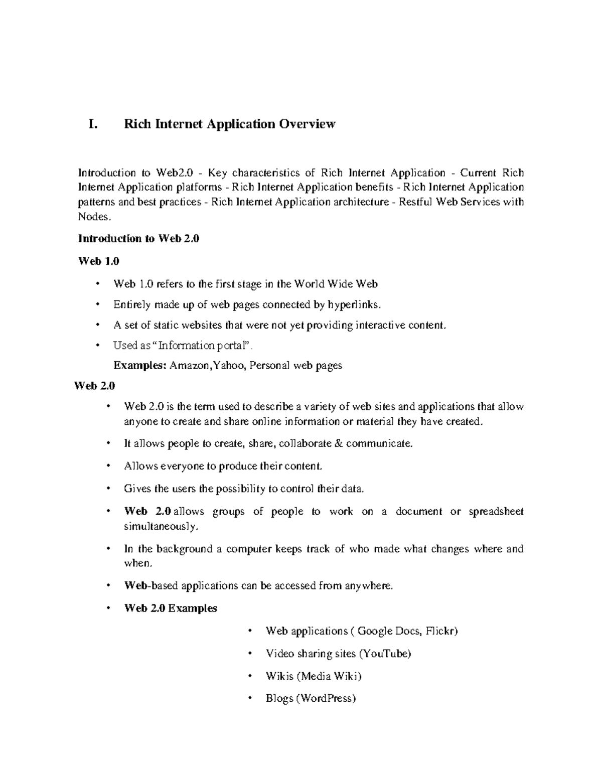 Unit-I Session 2 - Notes1 - I. Rich Internet Application Overview ...