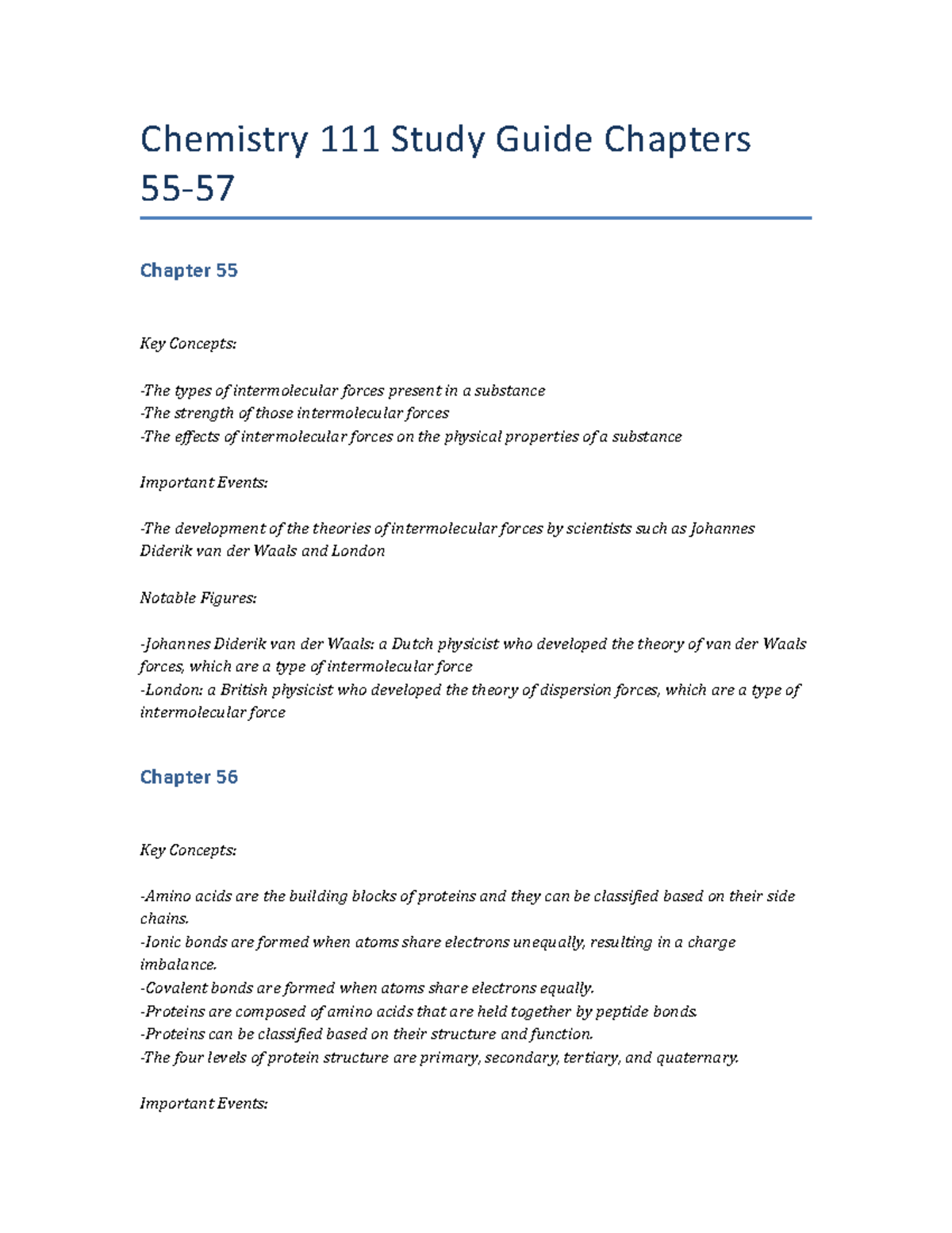 Chemistry 111 Study Guide Chapters 55-57 - Chemistry 111 Study Guide ...