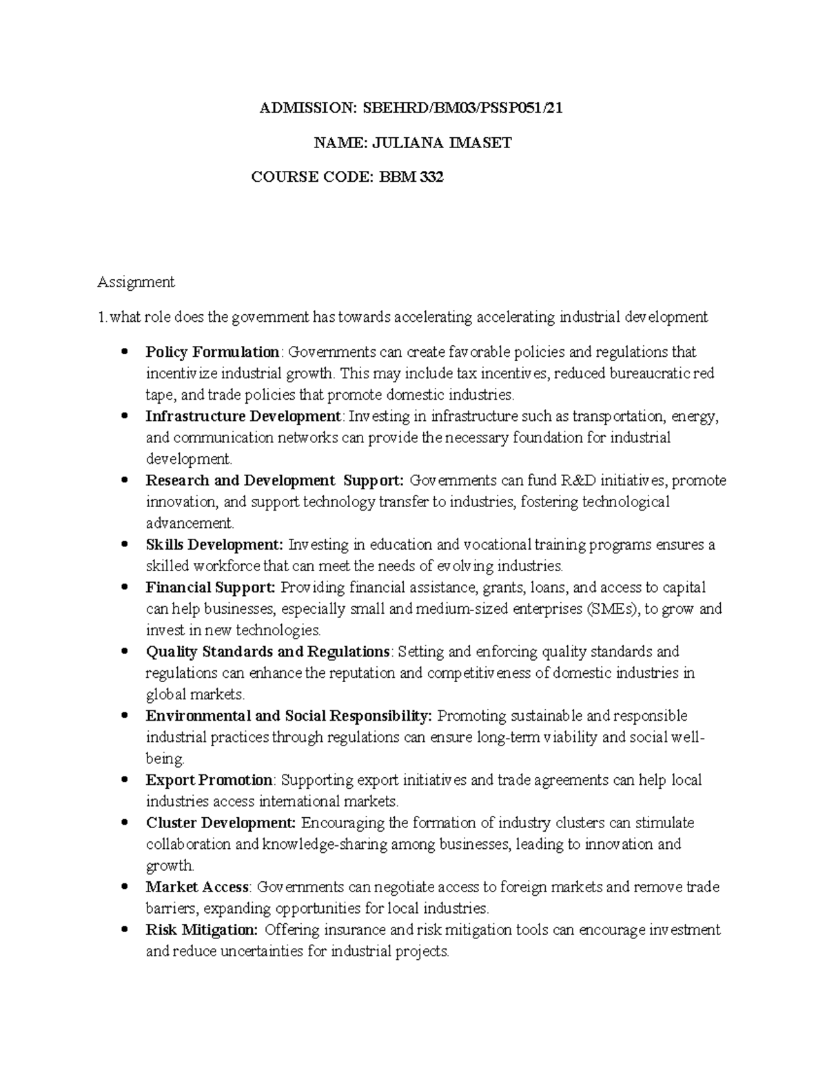 BBM 332 Assgigment - Assignment submitted to the school of business and ...