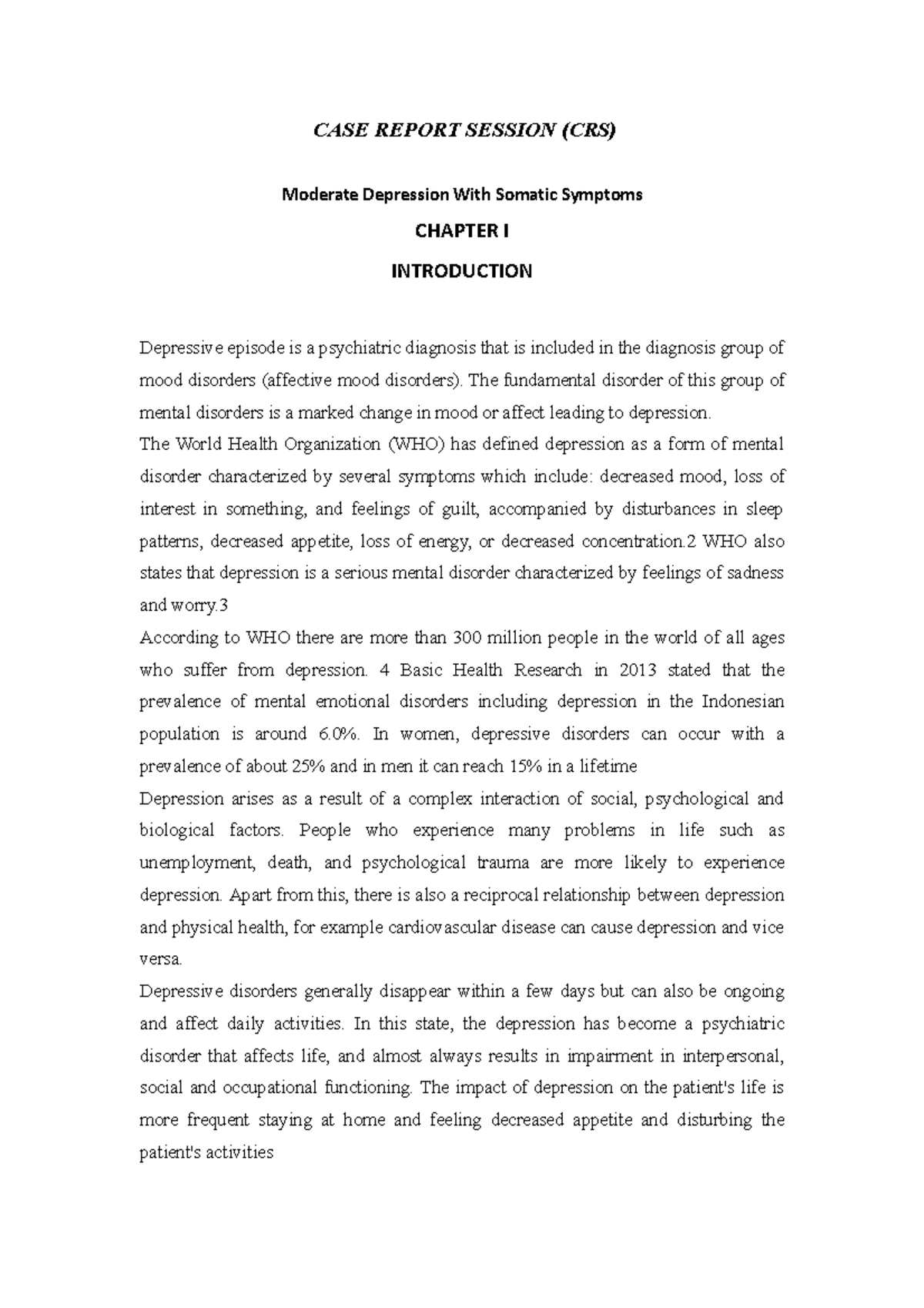 CASE Report Session depression major jambu university faculty og ...