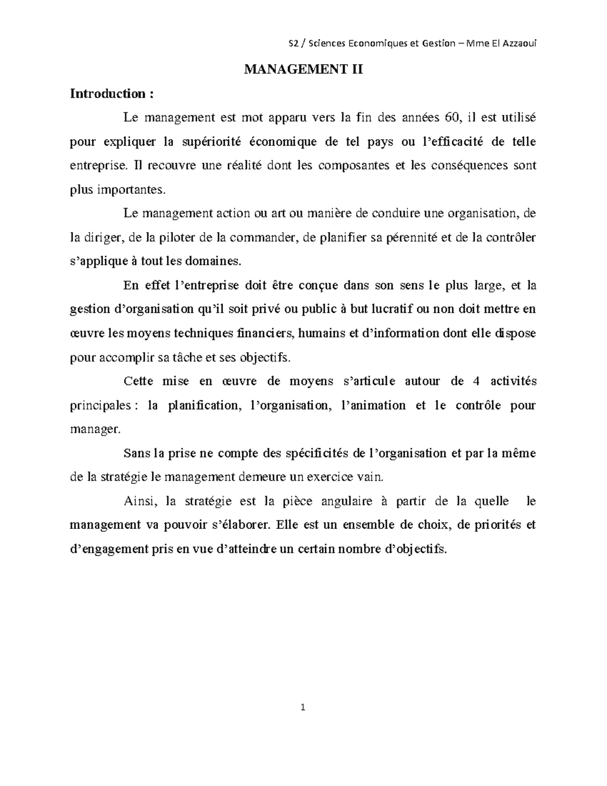 Management-2 - préparation examen module : management S2 - MANAGEMENT ...