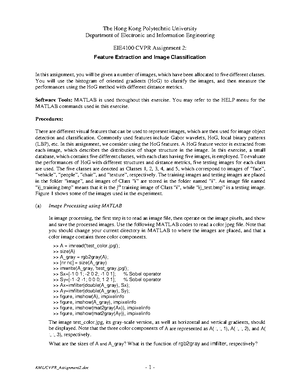 Computer Vision And Pattern Recognition - EIE4100 - PolyU - Studocu